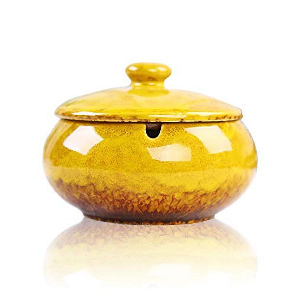 Lependor Ceramic Ashtray with Lids, Windproof, Cigarette Ashtray for ...