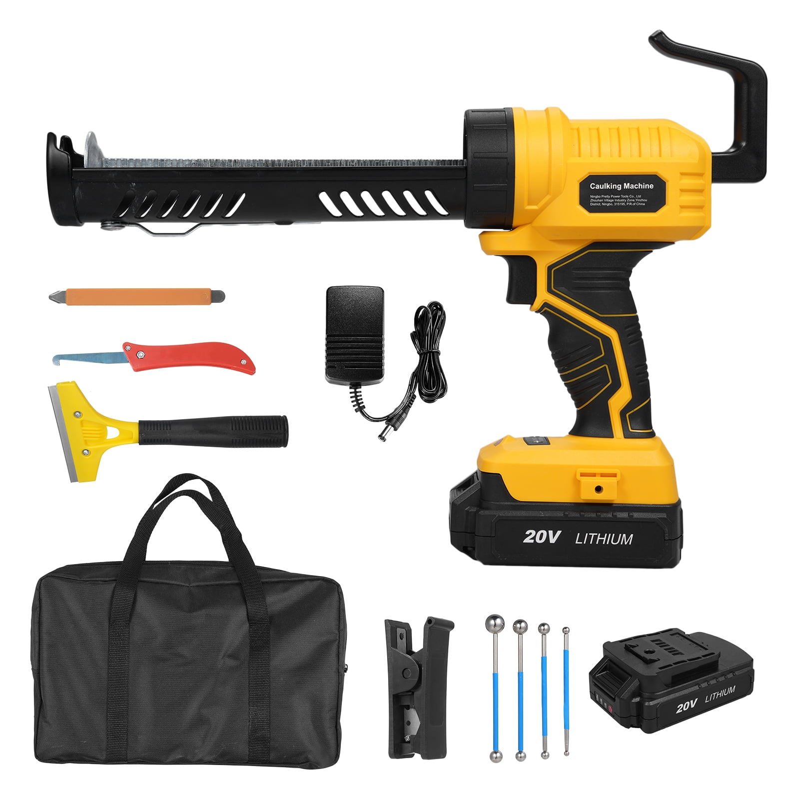 Lepmerk Cordless Caulking Machine 20V Kit with 2.0 Ah Battery LED Light ...