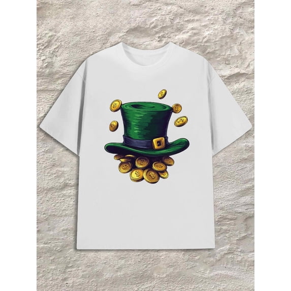 Leprechaun Hat Coins Mens white All-season fitness tops, stylish ...