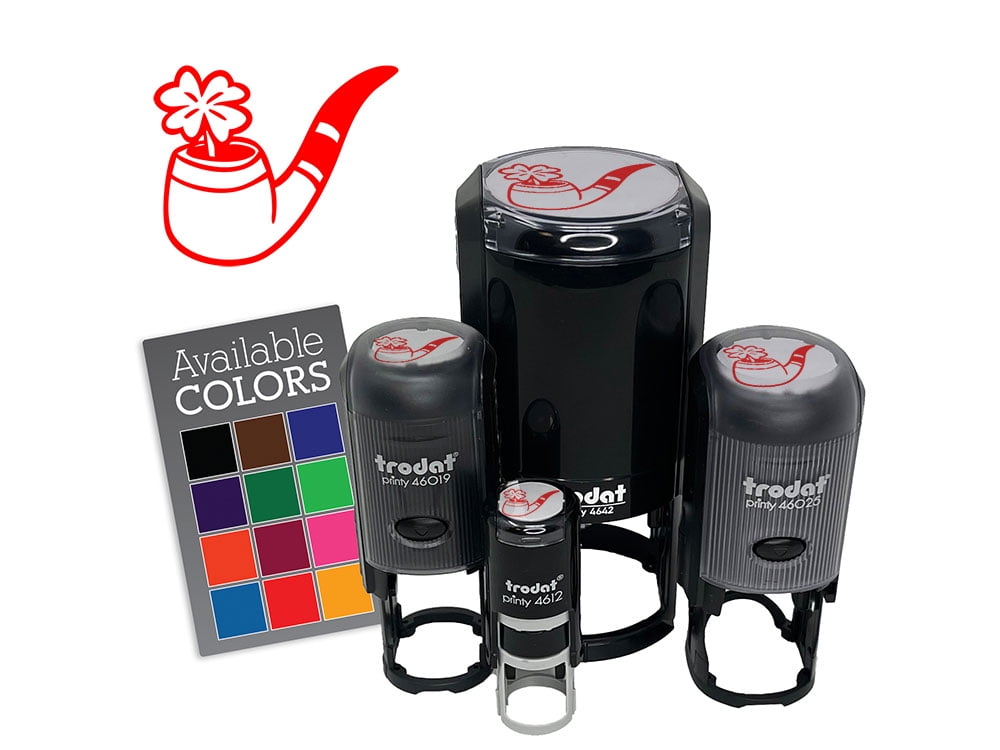 Leprechaun Pipe Shamrock Four Leaf Clover Self-Inking Rubber Stamp Ink ...