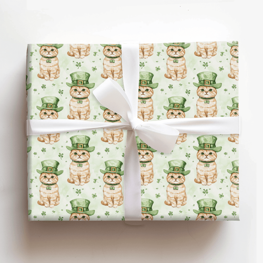 Leprechaun Scottish Fold - Christmas Wrapping Paper Roll - Gift Wrap ...