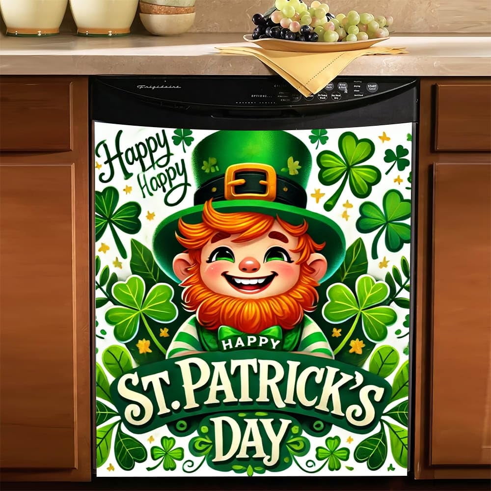 Leprechaun St. Patrick's Day Magnetic Dishwasher Cover – Decorative ...