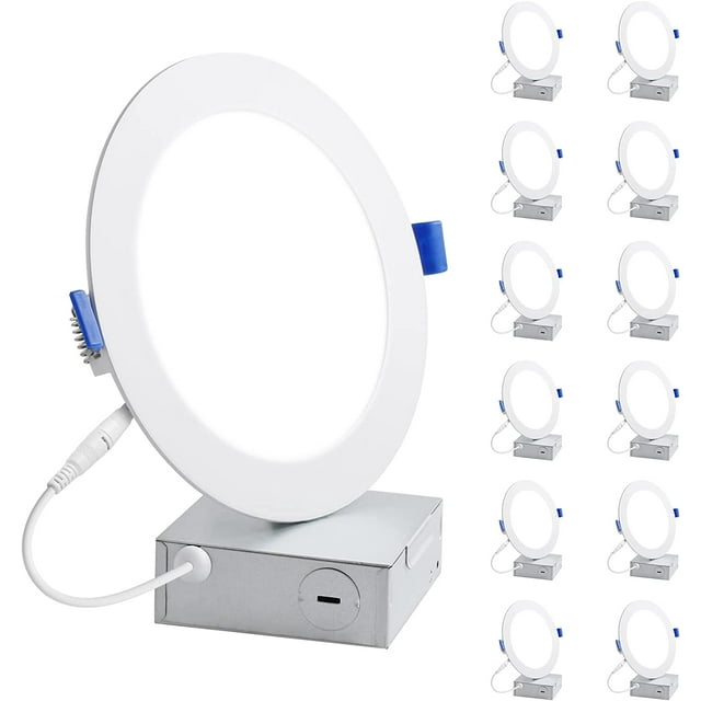 Lepro 12 Pack 4in Ultra-Thin LED Recessed Light, 750LM, 5000K Daylight ...