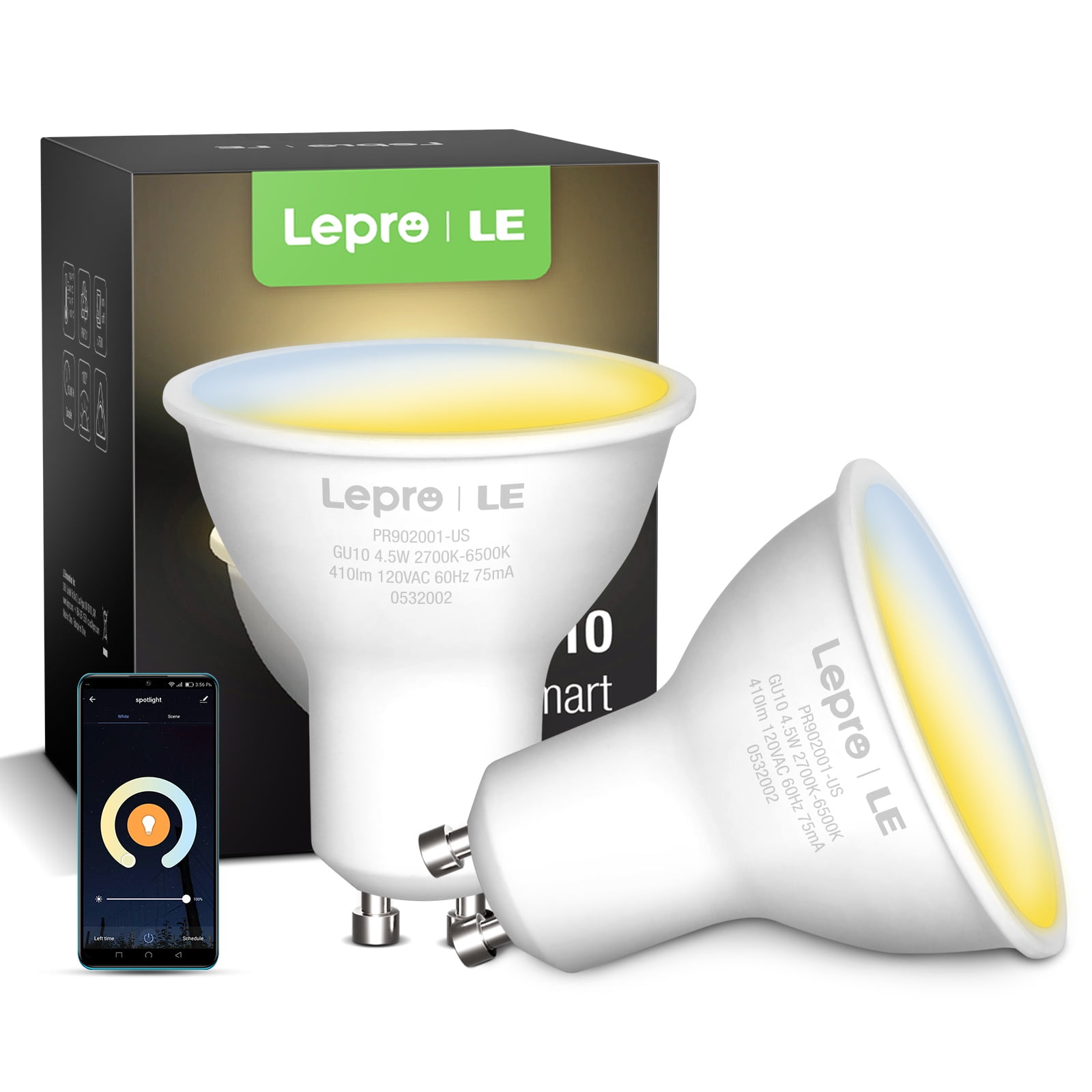 Lepro Smart GU10 LED Light Bulbs, Tunable White 2700-6500K, Alexa ...