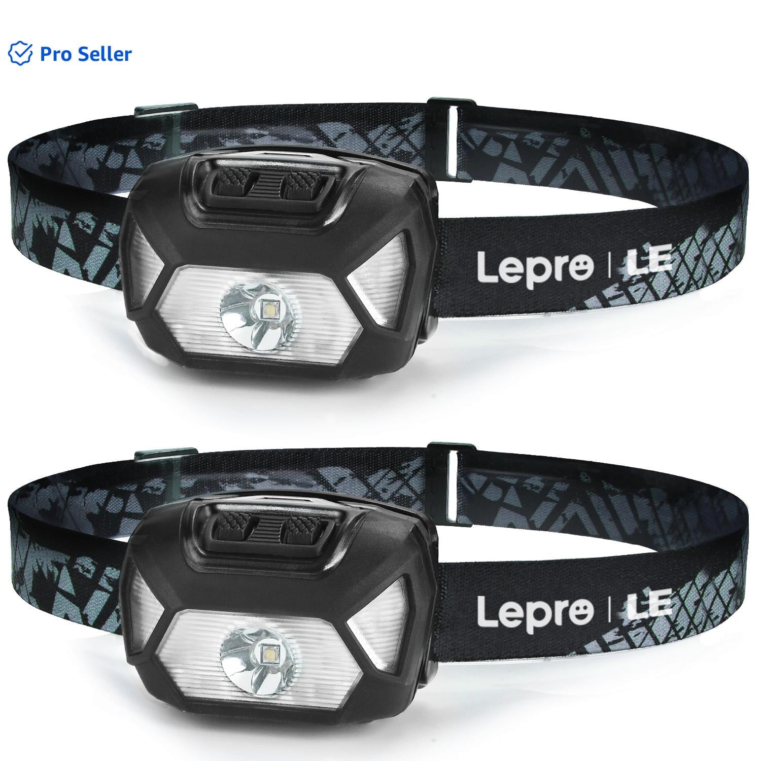 Lepro 2-Pack LED Headlamp, Battery Powered, Adjustable, Red Light, IPX4 ...