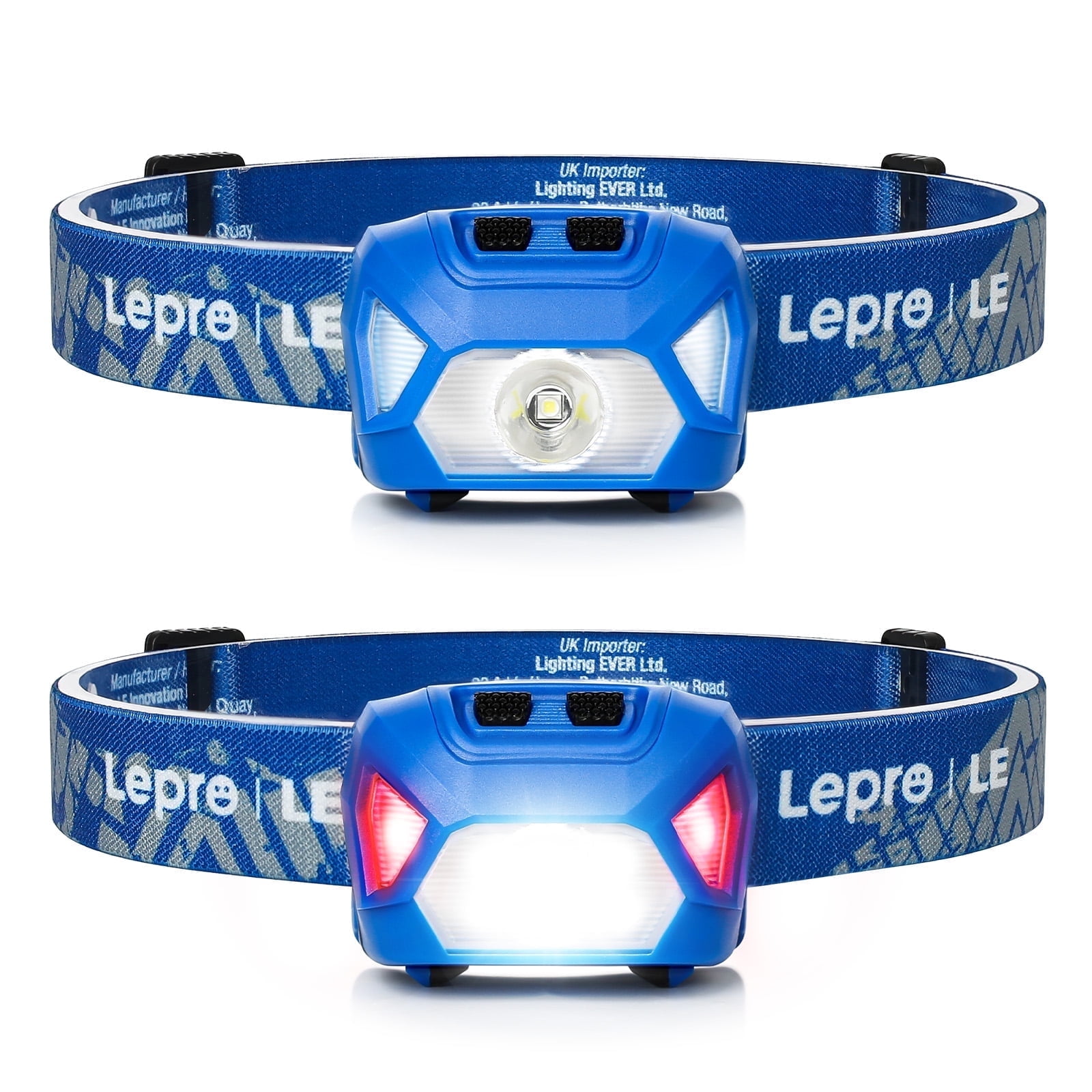 Lepro 2-Pack Head Lamp, 1300 Lux, 6 Modes, Adjustable Headband ...