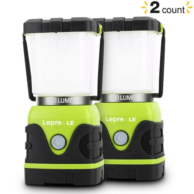Lepro 2-Pack Outdoor LED Portable Camping Lanterns, 1000 Lumen Battery Powered Tent Lights ...