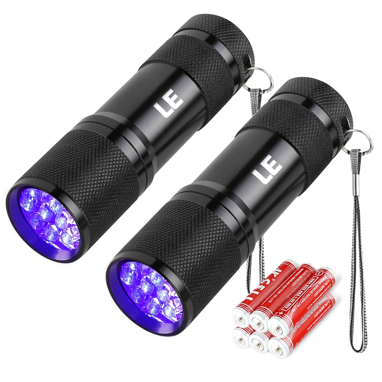 Lepro 2-Pack Portable LED Detection UV Black Light, Handheld Pet Stain ...