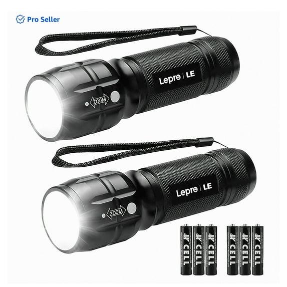 "Lepro LED Flashlight Set, 2-Pack, High Lumens, Zoomable, Waterproof ...