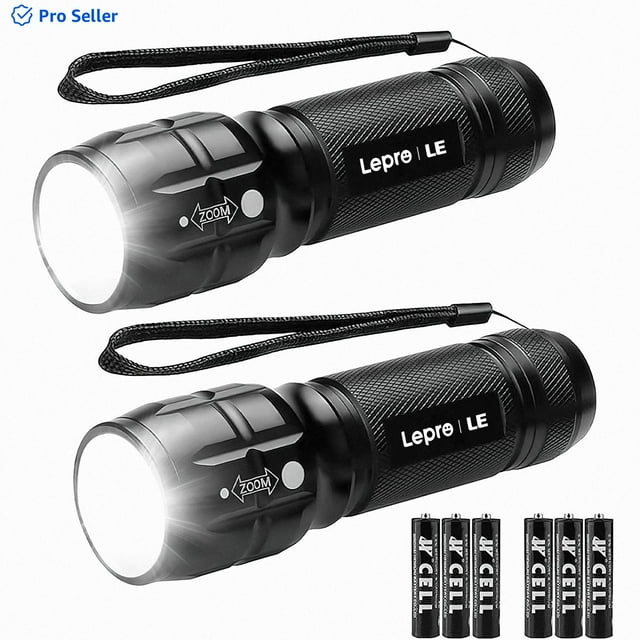 Lepro 2-Packs LED Flash Light LE1000 High Lumens, Mini Multifunction ...