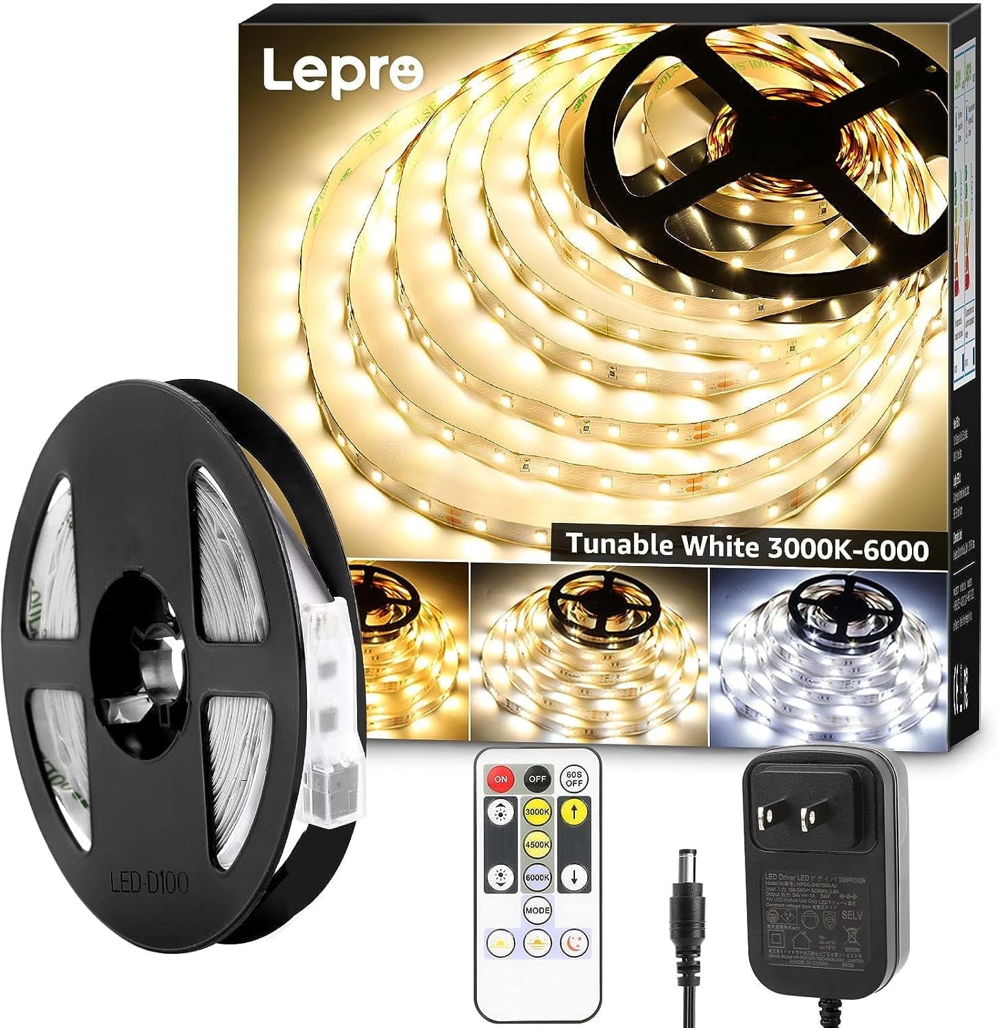 Lepro LED Bedroom Strip Light, 32.8ft, 600 LEDs, Tunable White ...
