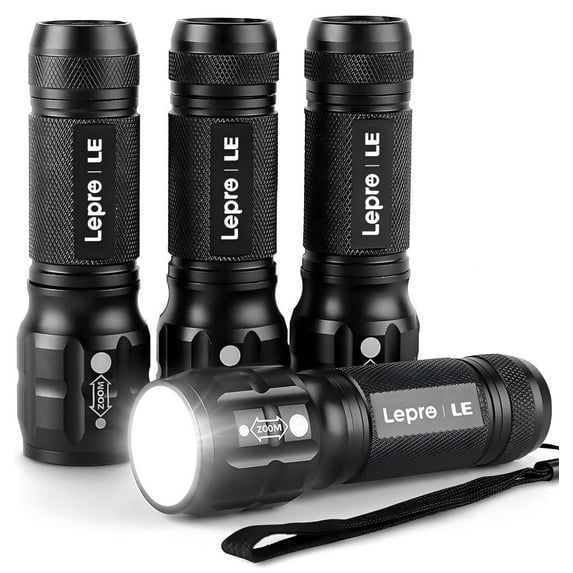 Lepro LED Flashlight Set, Pocket Size, Zoomable, Military-Grade ...