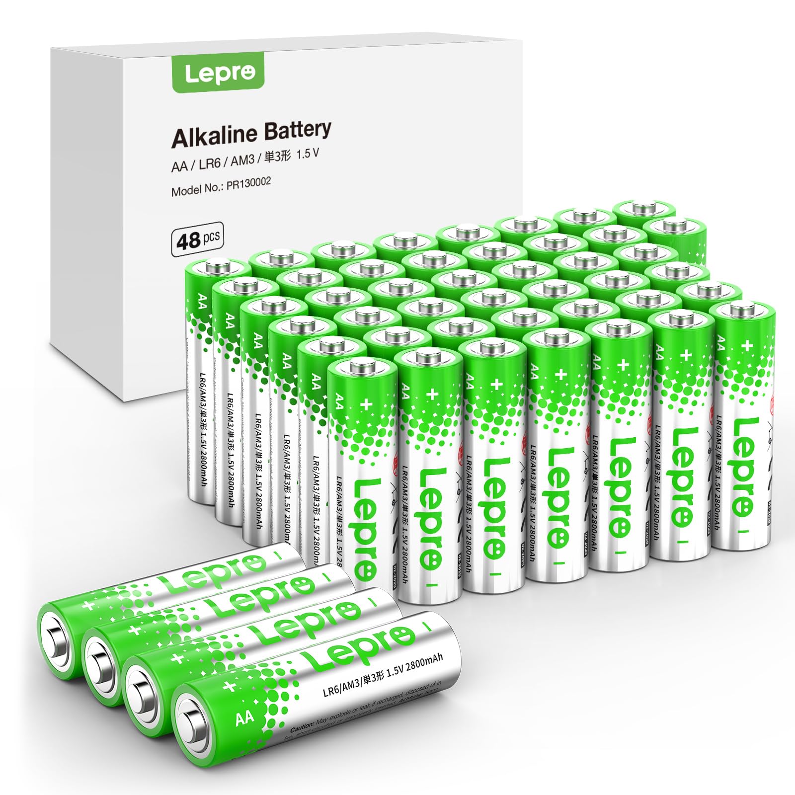 Lepro AA Batteries 48 Pack (Reclosable Packaging) - 1.5V Alkaline ...