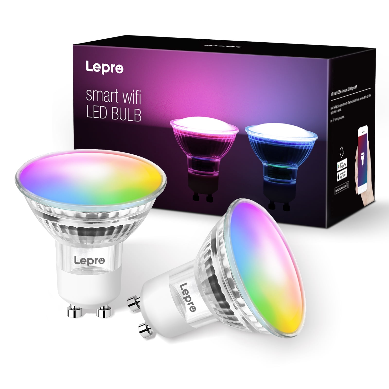 Lepro GU10 Smart Light Bulbs - RGB Color Changing LED Bulb Works with ...