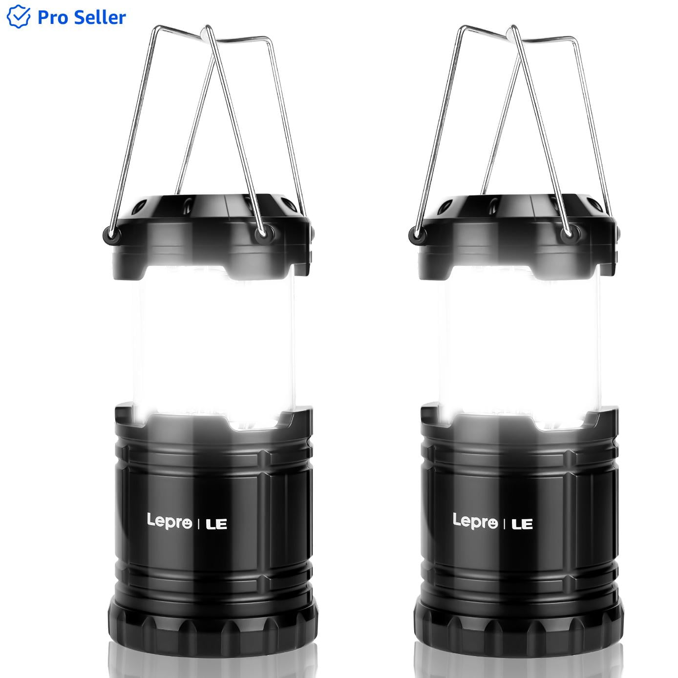 Lepro LED Collapsible Camping Lantern 2-Packs, Super Bright, Battery Powered Camping Light, IPX4 ...