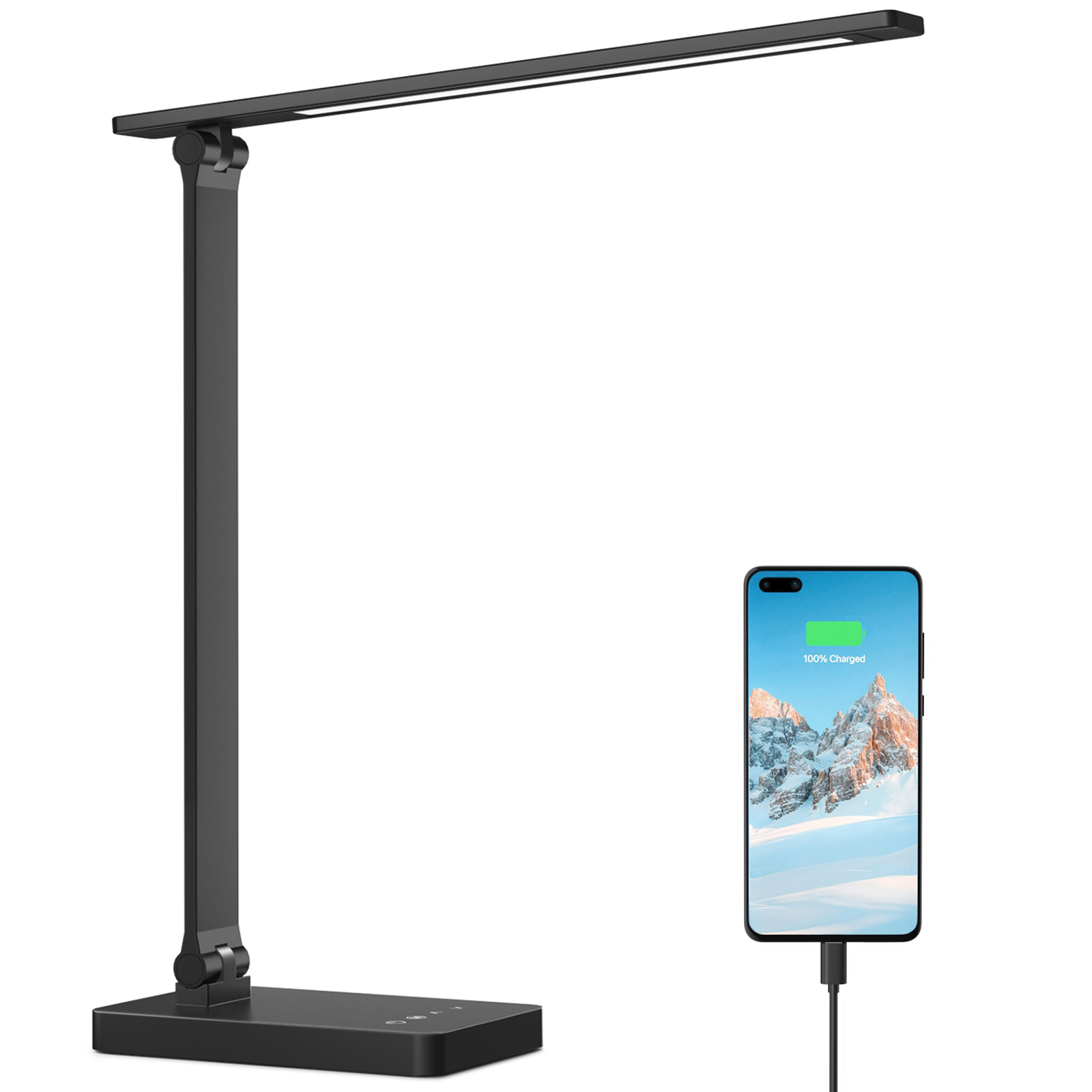 Mainstays 3.5 Watt Dimmable LED Desk Lamp with USB Port, Black ...