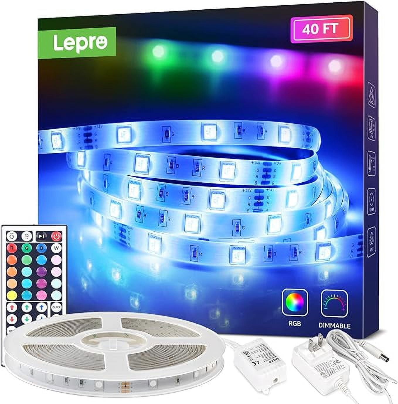 Lepro LED Strip Lights, 39.4Ft RGB LED Strips, 5050 SMD LED Color ...