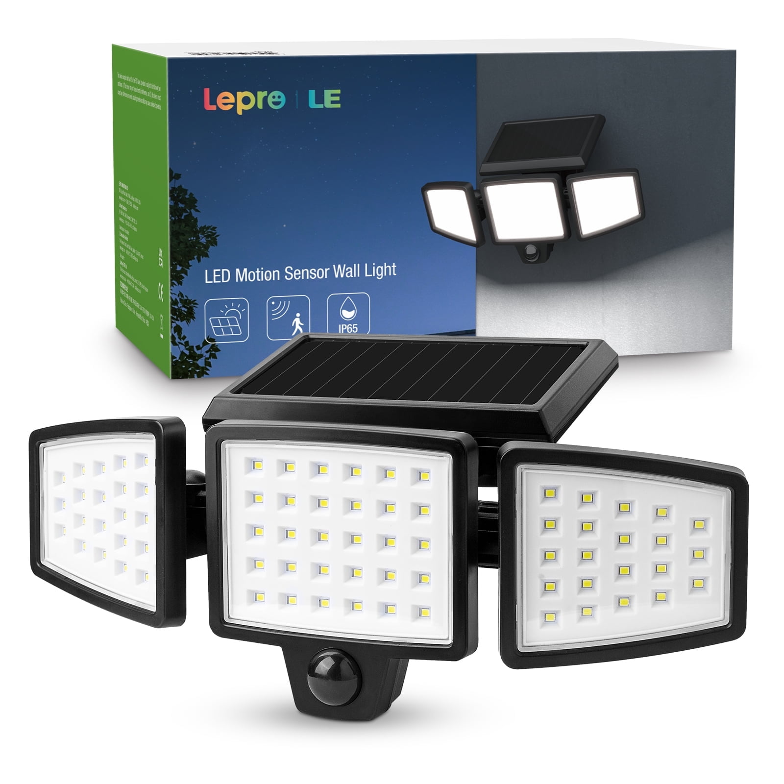 Lepro Solar Flood Lights for Outside, 6500K Outdoor Motion Activated ...