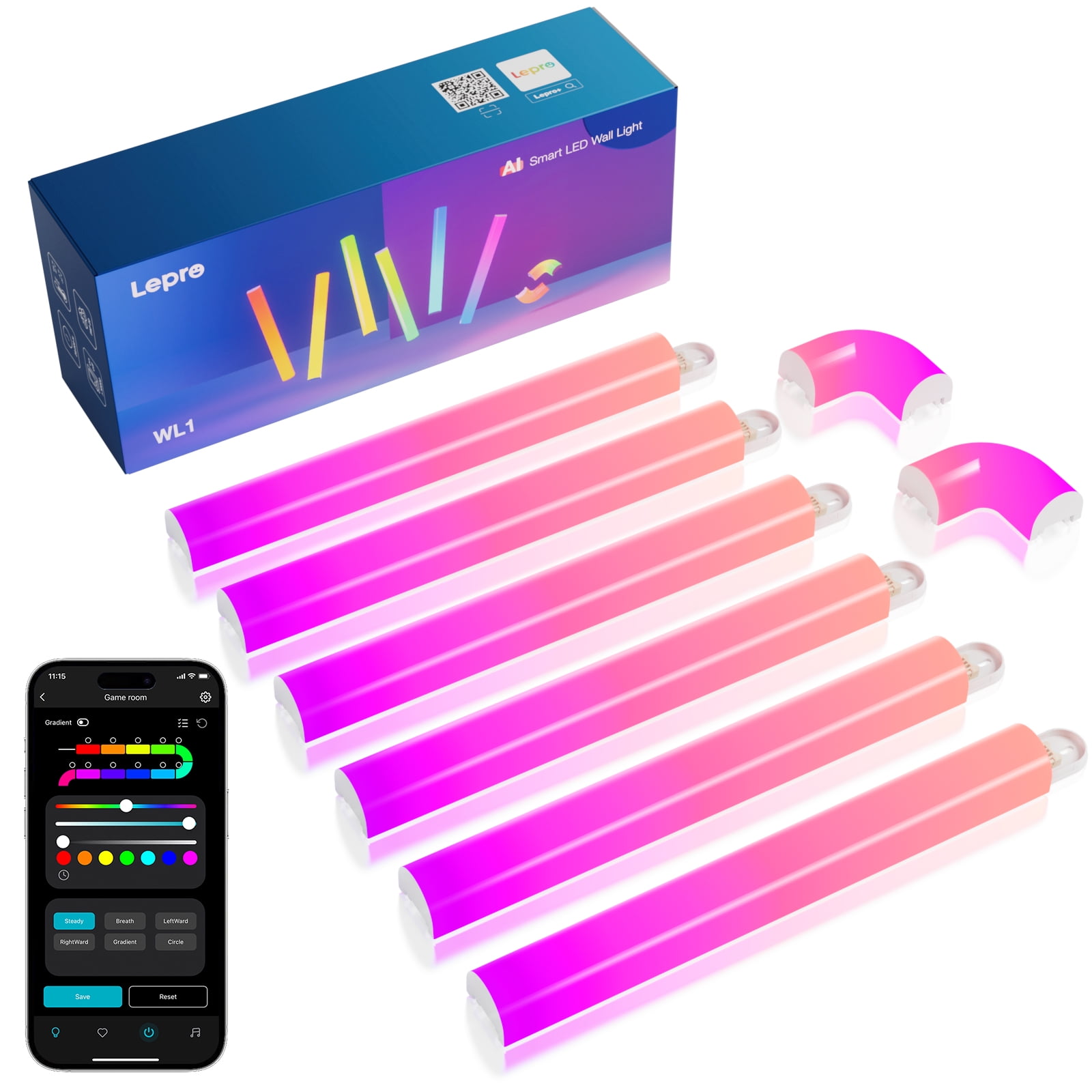 Lepro WL1 Smart Wall Light RGB, Music Sync Gaming Lights, AI Generated ...