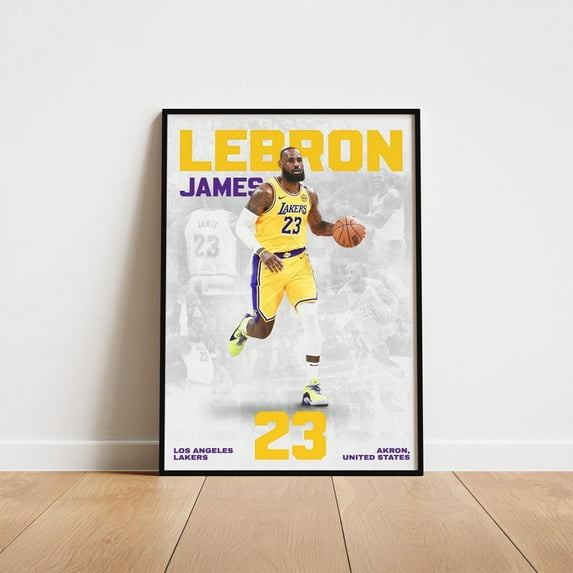 Lerbon Poster LA Pro Basketball Superstar Wall Art for Sports Fans Size ...