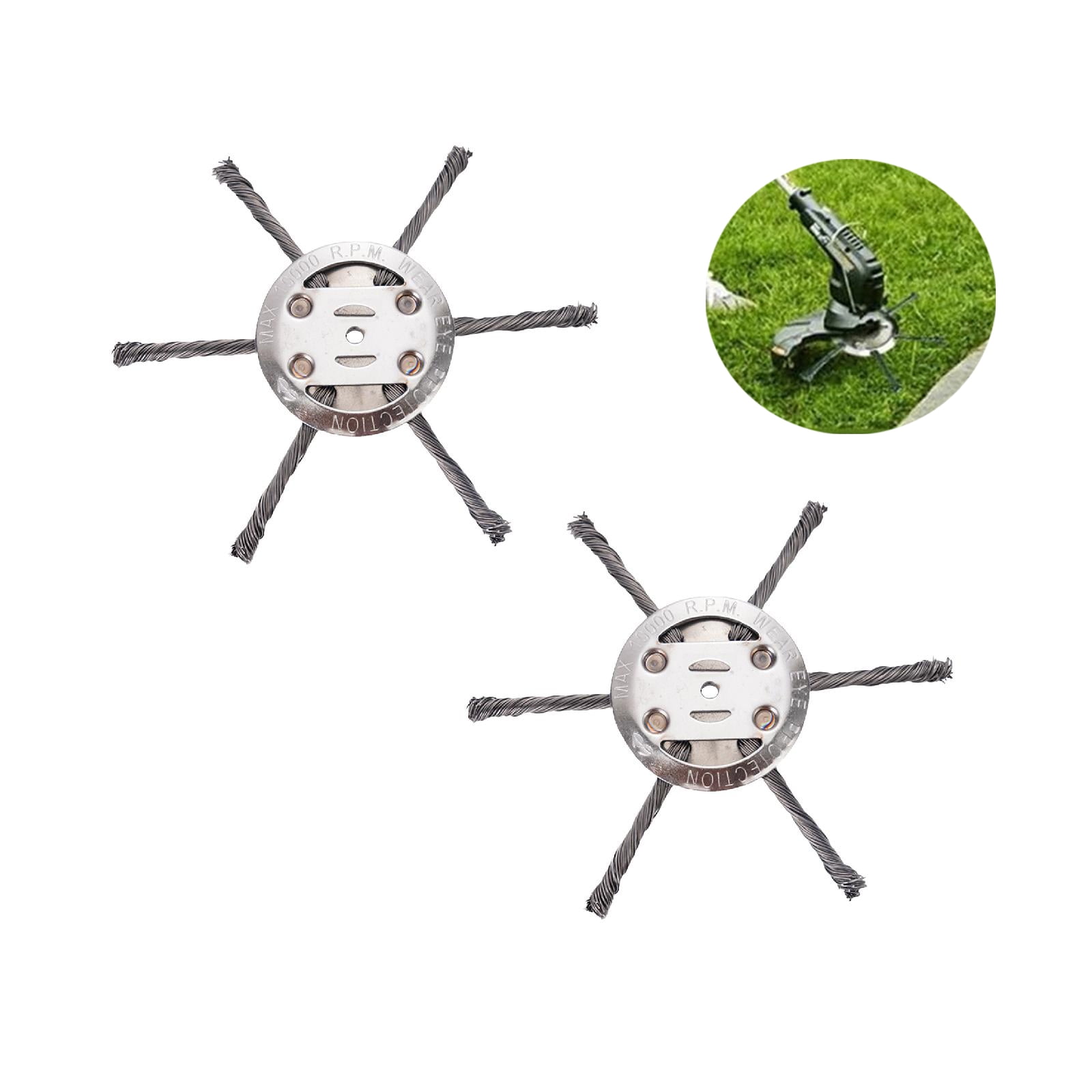 Leresom 2-Pack Universal Steel Wire Trimmer Heads, 6-Blade Durable Weed ...