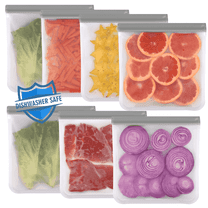 Lerine Reusable Ziploc Bags, 10 Pack, BPA-Free PEVA, Leakproof Freezer ...