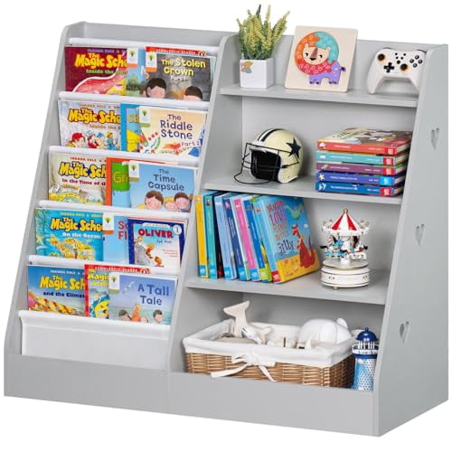 Lerliuo 4 Tier Kids Bookshelf and Storage Organizer, Five Layer Sling ...