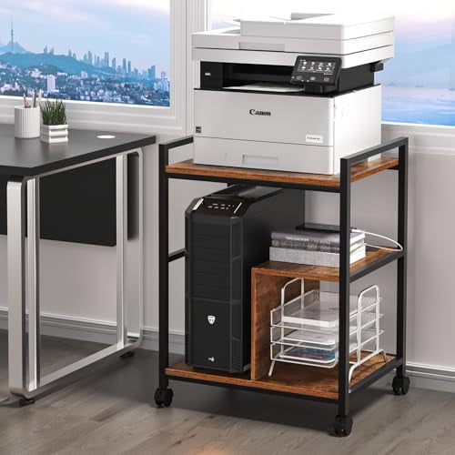 Lerliuo Printer Stand with Charging Station and USB Ports, Large 3-Tier ...