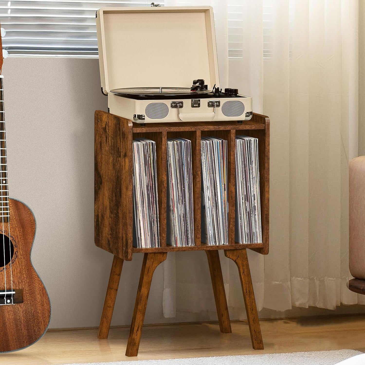 Lerliuo Record Player Stand with Storage Holds Up to 80 Albums ...