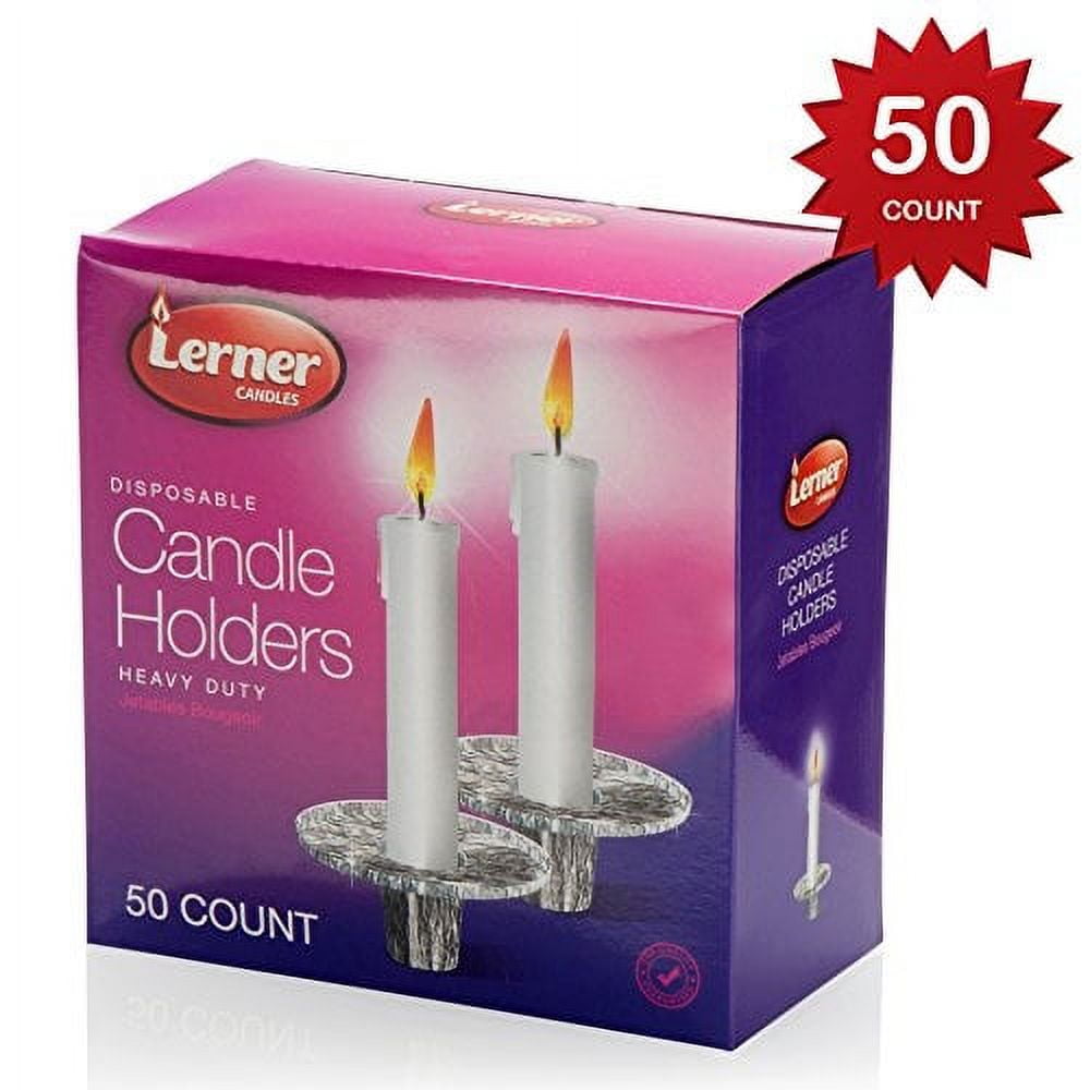 Lerner Aluminum Disposable Candle Holders For Taper Candles / 50 Pack ...