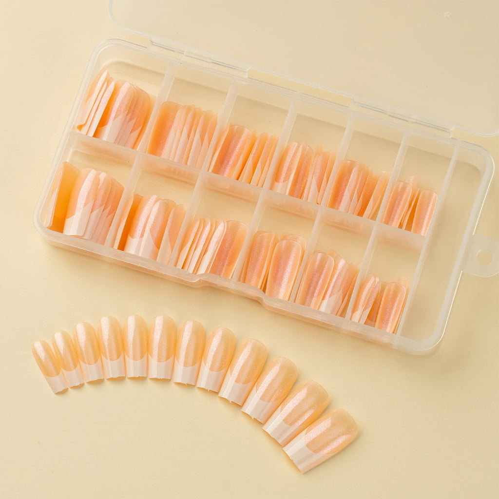 Lerpwige 120x/Box French Tip Press On Nails Full Cover False Tips ...