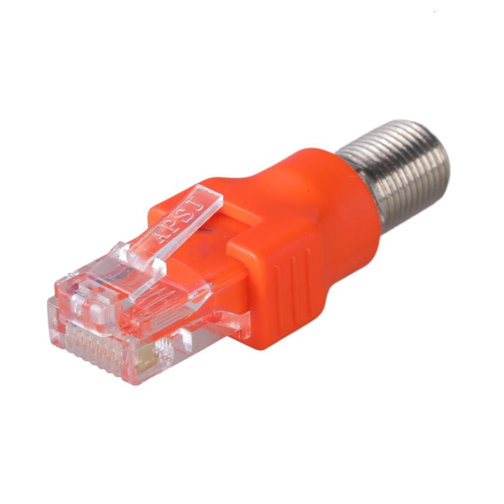 Lerpwige F Female to RJ45 Male Coaxial Hollow Coupler Adapter Ethernet ...