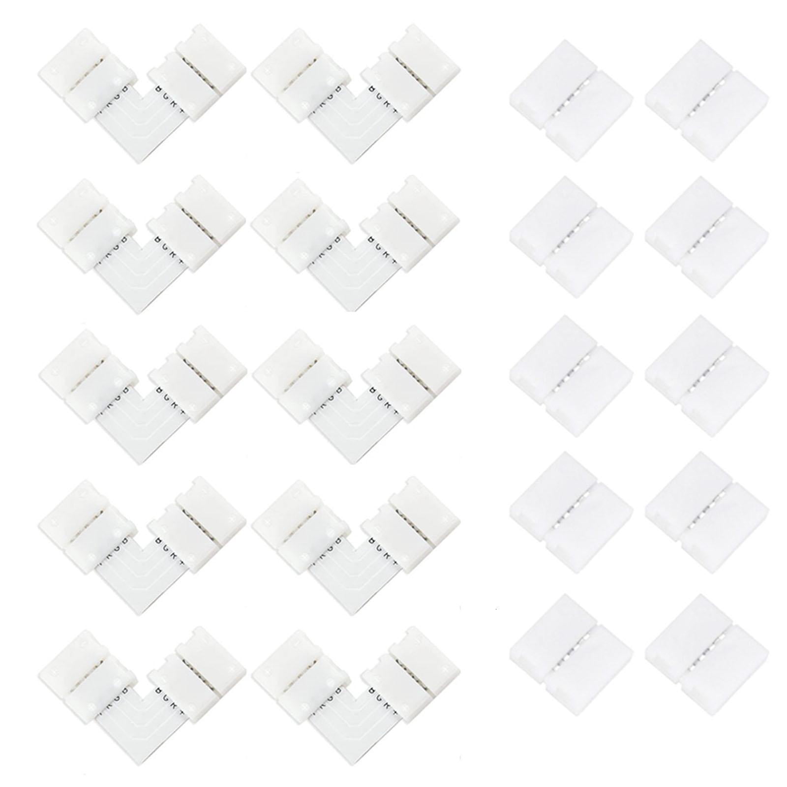Lerpwige 20 Pieces 4 Pin L Shape LED Connector for 10mm RGB RGBW LED ...