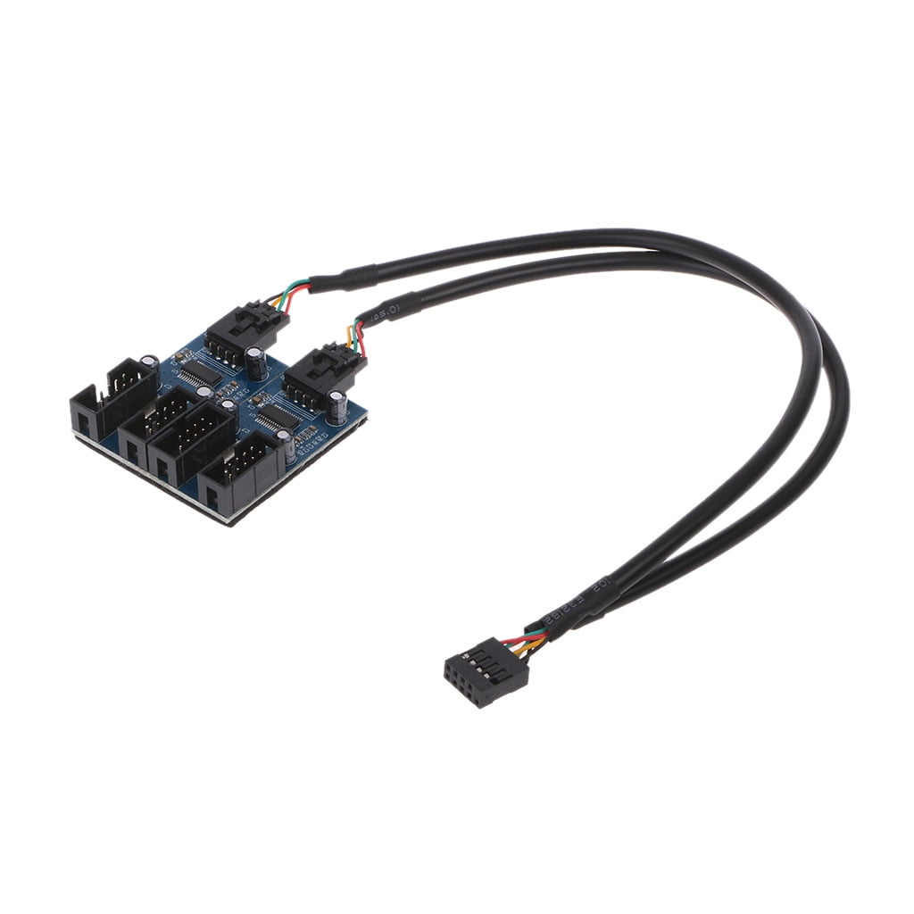 Lerpwige 4X 9Pin USB 2.0 Female/Male Extender Splitter for PC Chassis ...