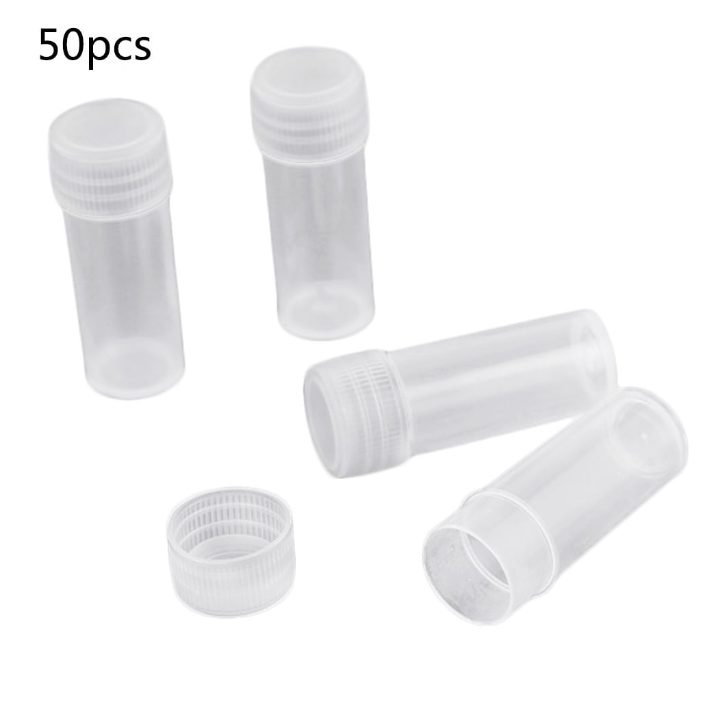 Lerpwige 50 Pcs 5ml Plastic Sample Bottle Small Barrel Test Tube Vials ...