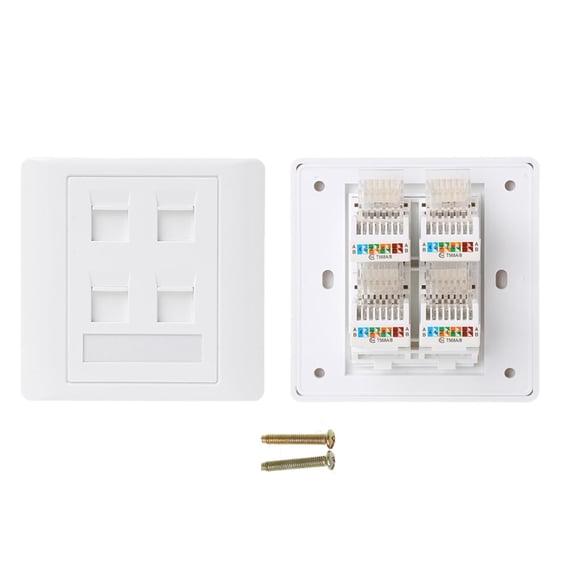 Lerpwige CAT6 RJ45 Network Wall Face Cover Four Port Internet Panel ...