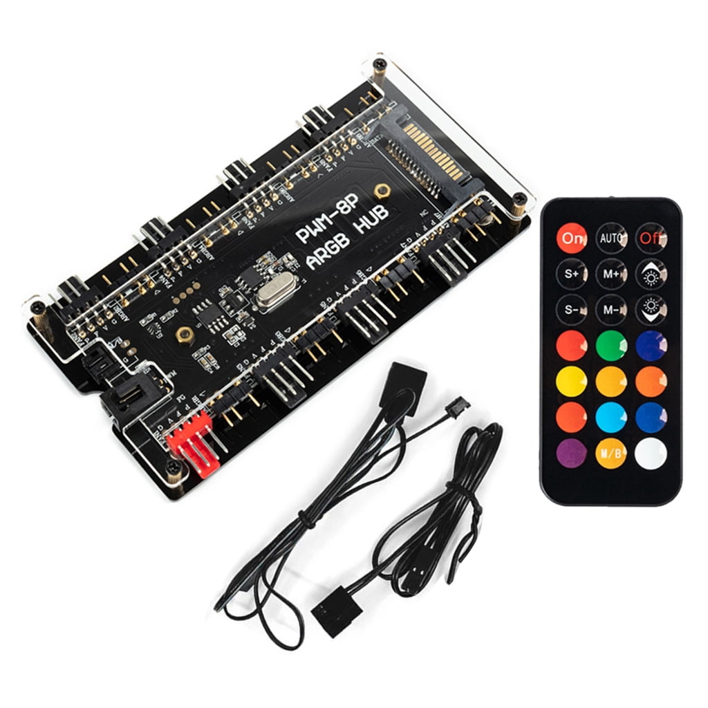 Lerpwige Computer ARGB Light Control Hub, 8 PWM Fans Support, 8 ARGB ...