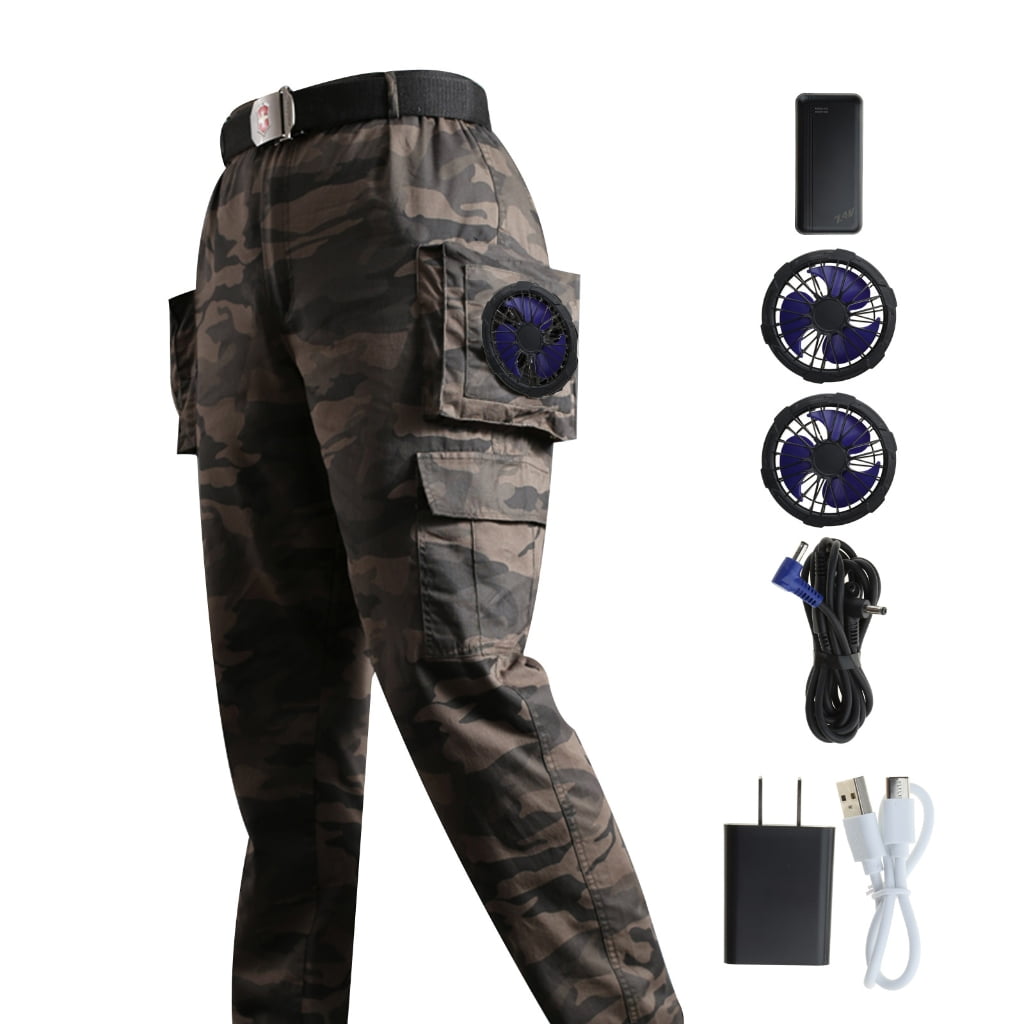 Lerpwige Cooling Pants Air Conditioned Clothes for w/ 2 Fans for Men ...