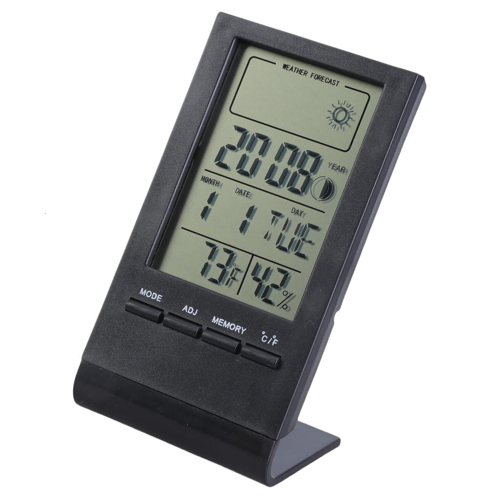 Lerpwige Thermometers Hygrometer Gauge LCD Display with Time Alarm ...