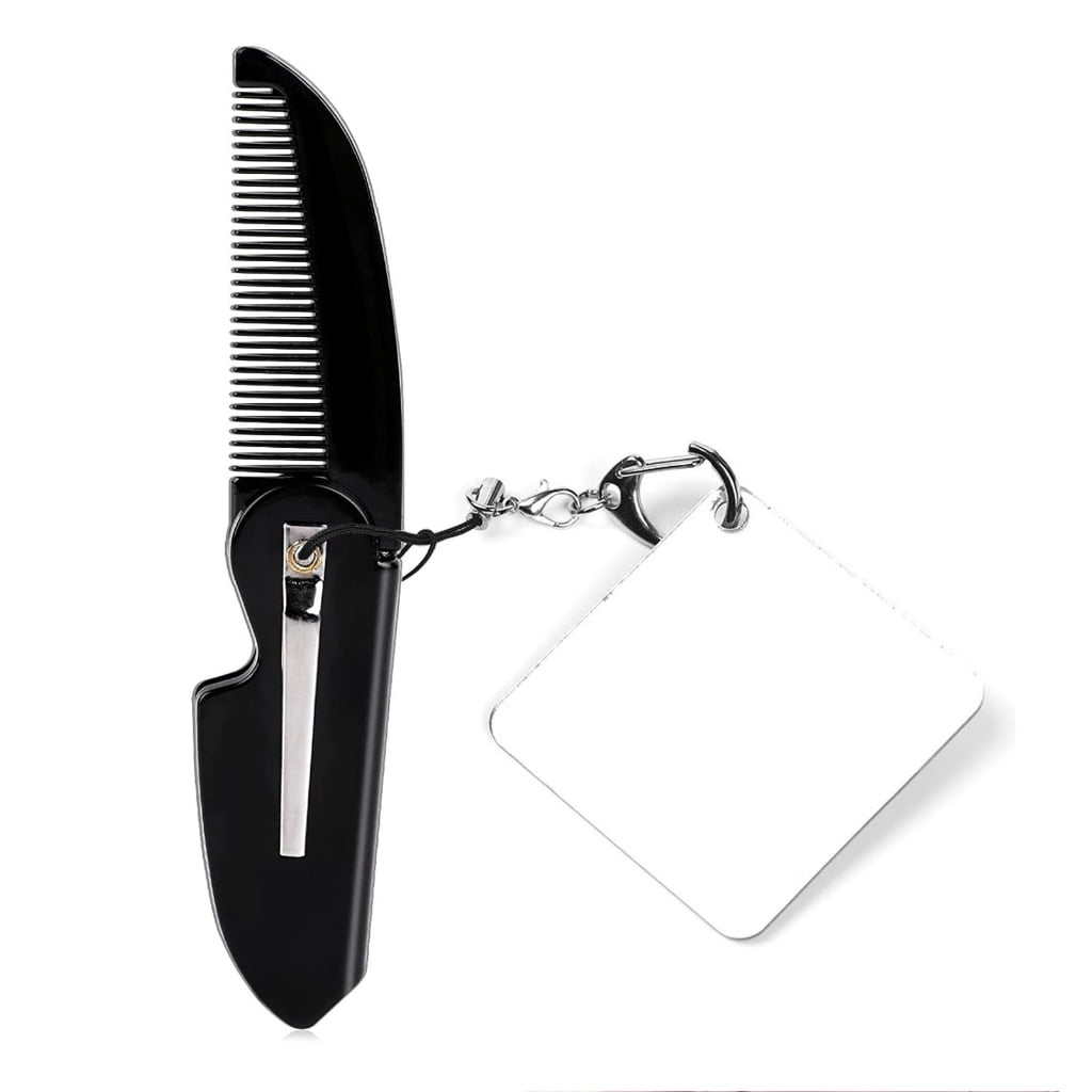 Lerpwige Folding Beard Comb with Mirror Mustache Comb Small Pocket Comb ...