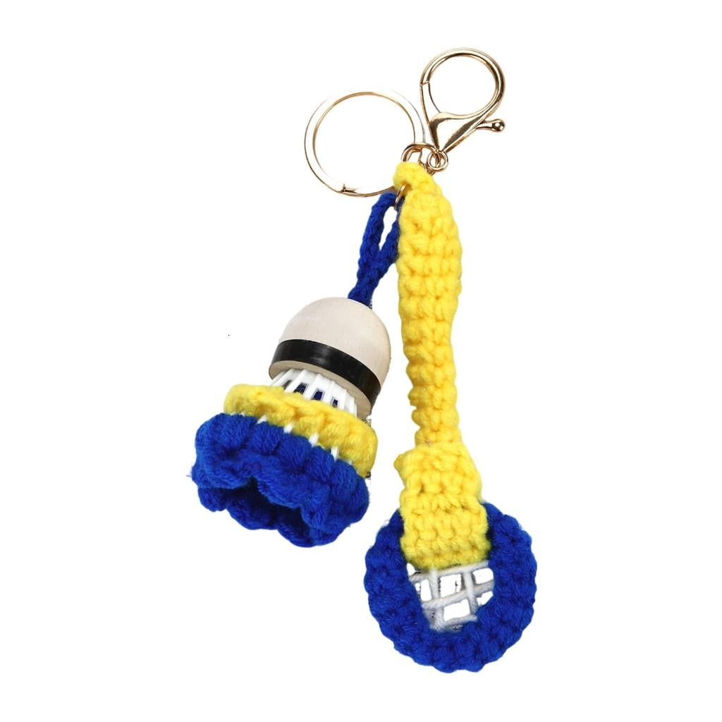 Lerpwige Sports Handcrafted Crochet Key Chain Ornament with Badminton ...
