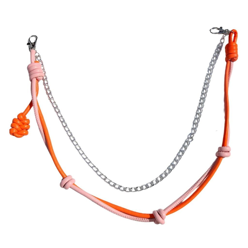 Lerpwige Unique Double Chain Keychain Hand Braided PU Cord Decorative ...