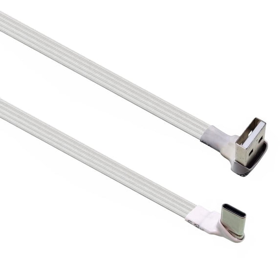 Lerpwige White Flat USB C To USB C Cable 90 Degree Angled For Fast ...