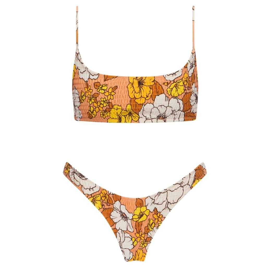 Lerpwige Women Two-Pieces High Cut Thong Swimsuit Set Push Up Bikinis ...