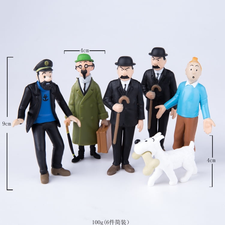 Les Aventures De Tintin Et Milou 6 Pcs/Set Figure 8.5-4.5cm The ...