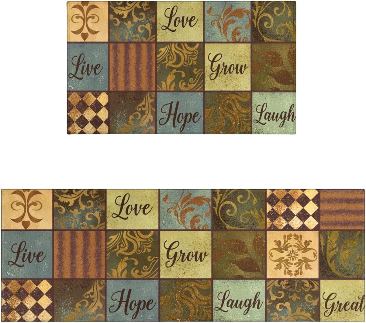 Les Fleurs La Terre Kitchen Rug and Sets 2 Piece Non Skid Washable mat ...