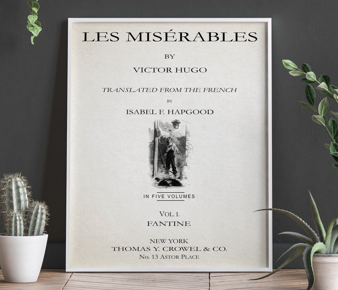 Les Miserables Title Page Victor Hugo Book Page Print ,Decor For Living ...