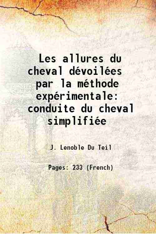 Les allures du cheval dévoilées par la méthode expérimentale conduite ...