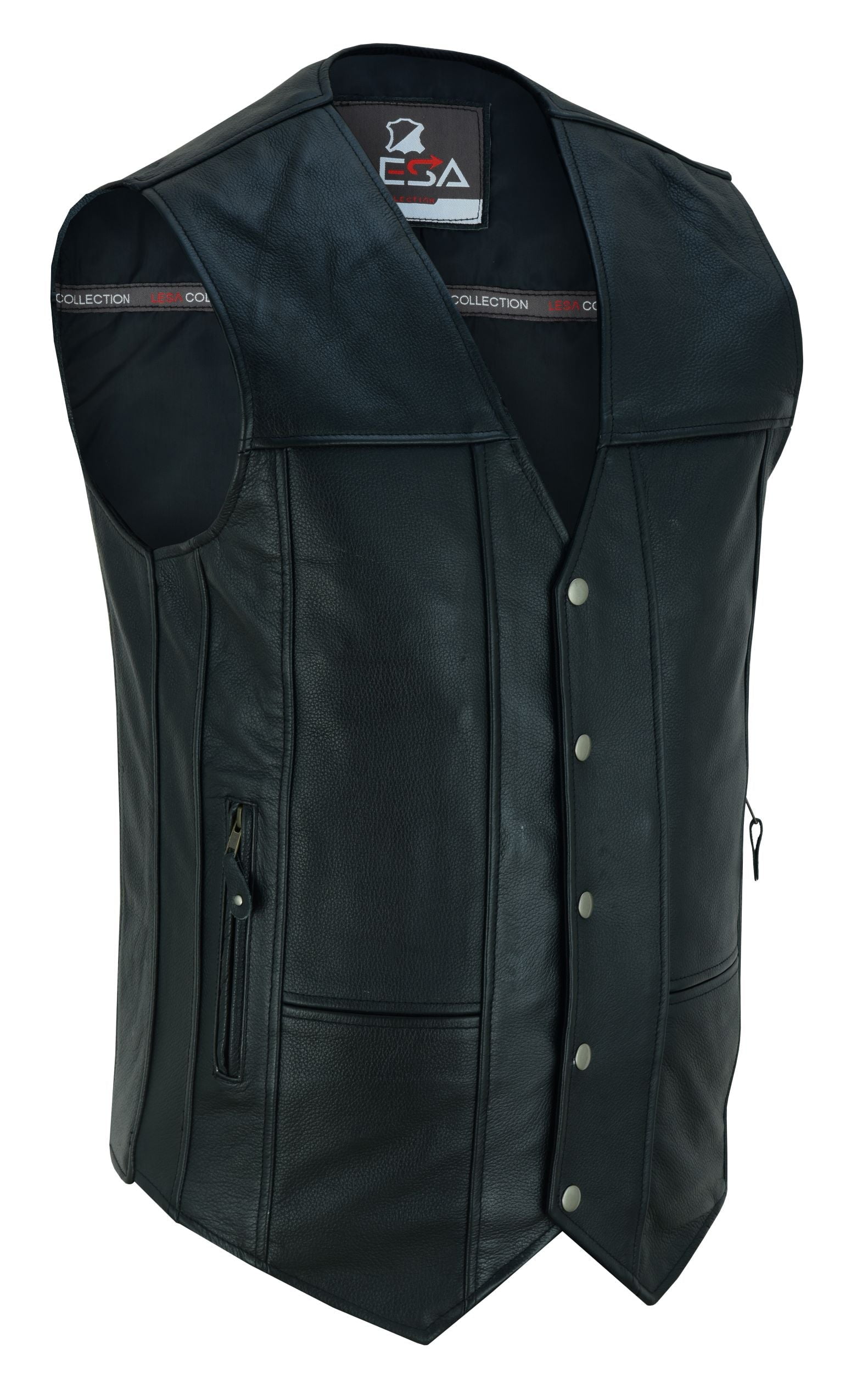 Lesa Collection Men's Riding 10 Pocket Classic Snap Front Vest Side ...