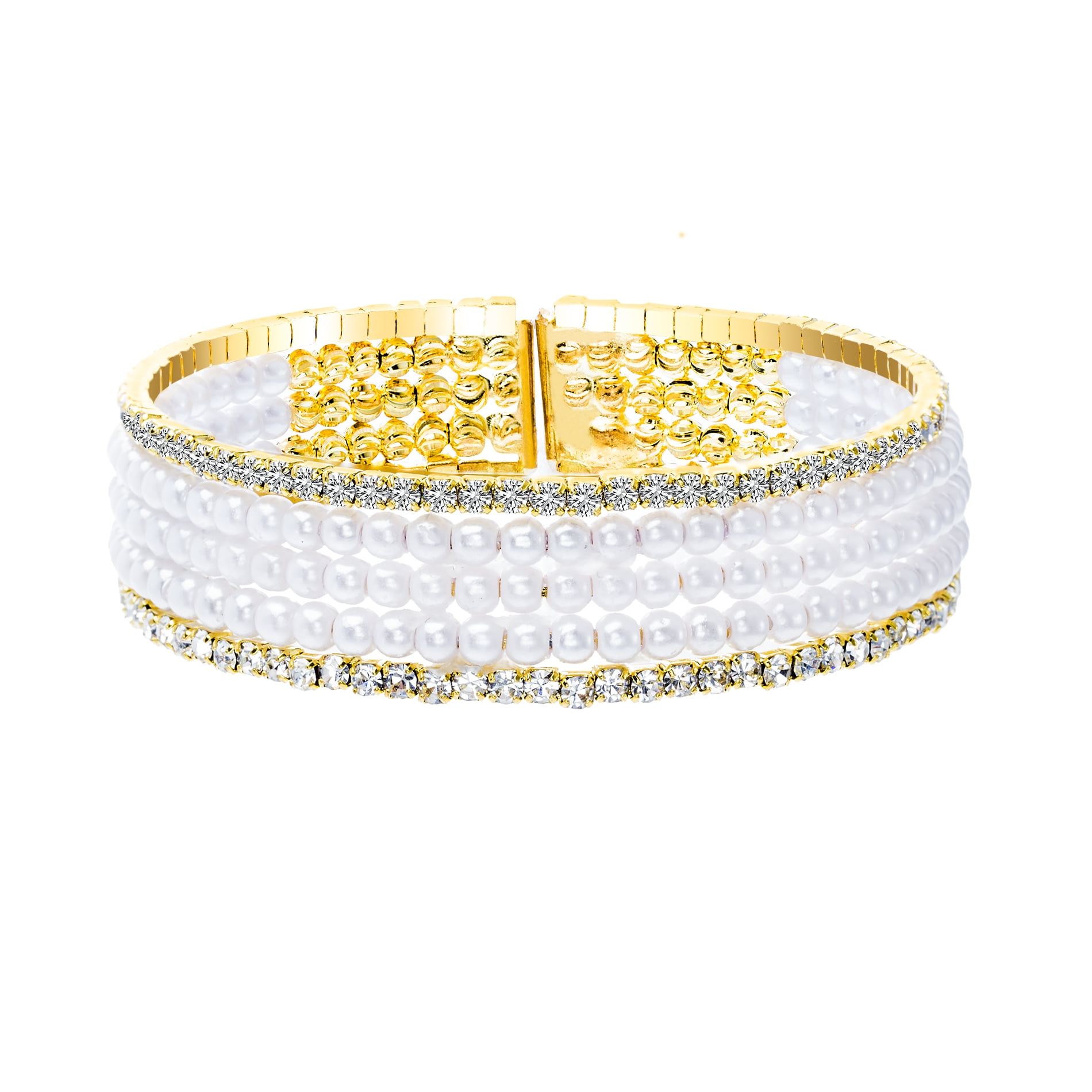 Lesa Michele Womens Simulated Pearl and Cubic Zirconia Border Multi ...